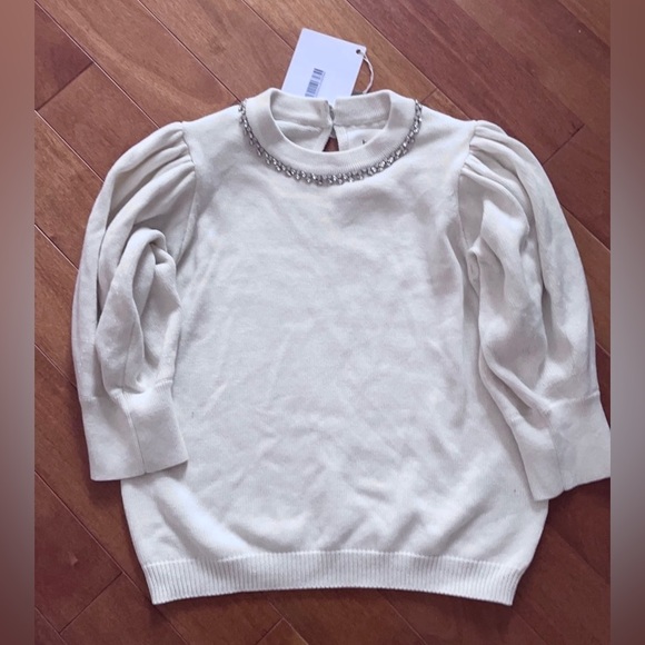 ba&sh | Sweaters | Bash Puff Sleeve Beige Sweater | Poshmark